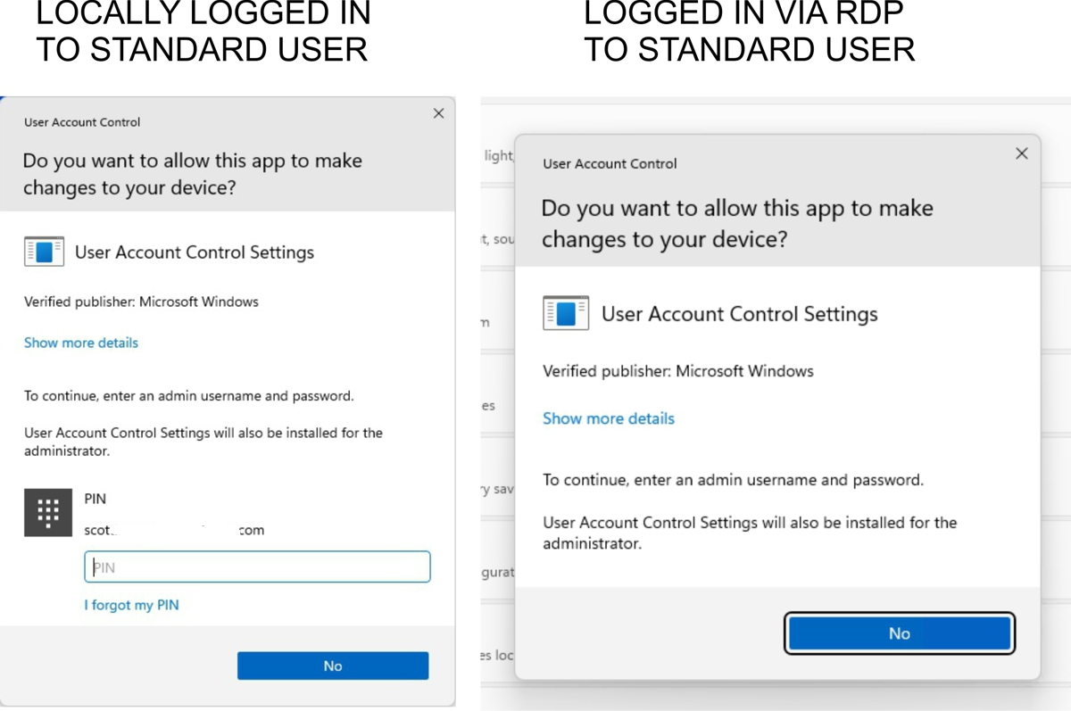 UAC issue - Remote Desktop Windows 11 - Microsoft Q&A