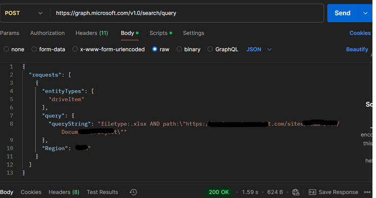 Ms Graph Search Api Error Value Cannot Be Null Parameter Searchhistorymanager Microsoft Qanda