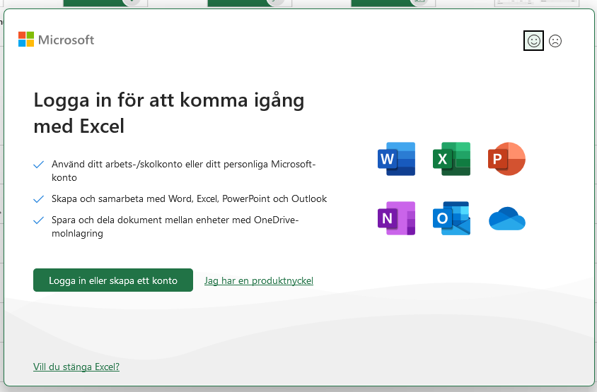 Jag har problem med att logga in på excel med hjälp av office 365 ...