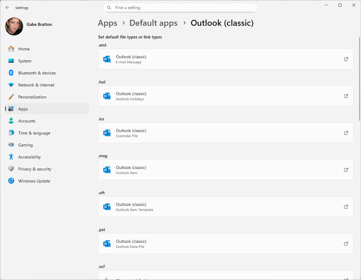 no matter what I do I can't set outlook classic to be recognized as ...