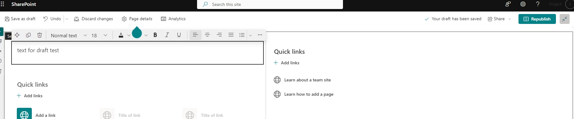 Published page in sharepoint currently being edited with major changes ...