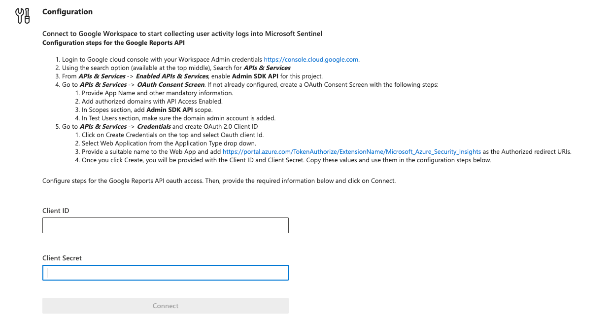Sentinel Google Workspace Activities (via Codeless Connector Framework ...