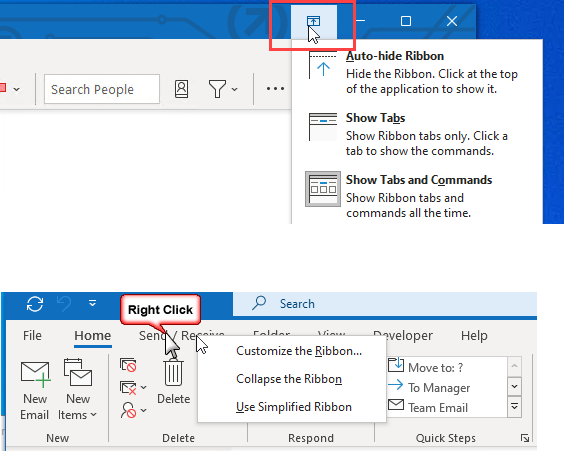 outlook ribbon - Microsoft Q&A