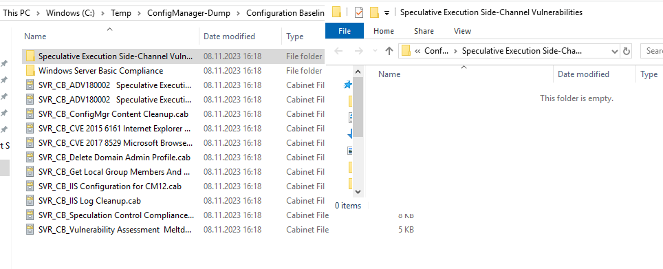 Export-CMBaseline : Index (zero based) must be greater than or equal to zero and less than the ...