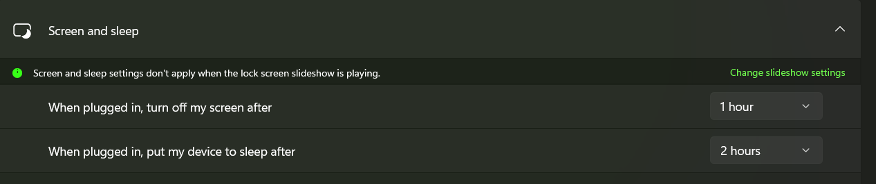 Lock screen slideshow not showing up when I select "When my pc is ...
