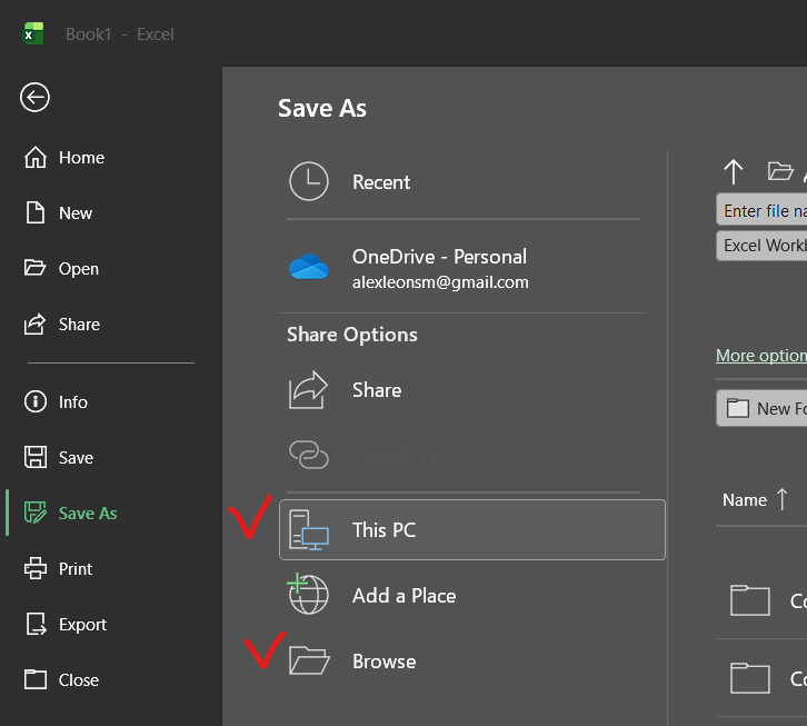 Save excel file to desktop not onedrive - Microsoft Q&A