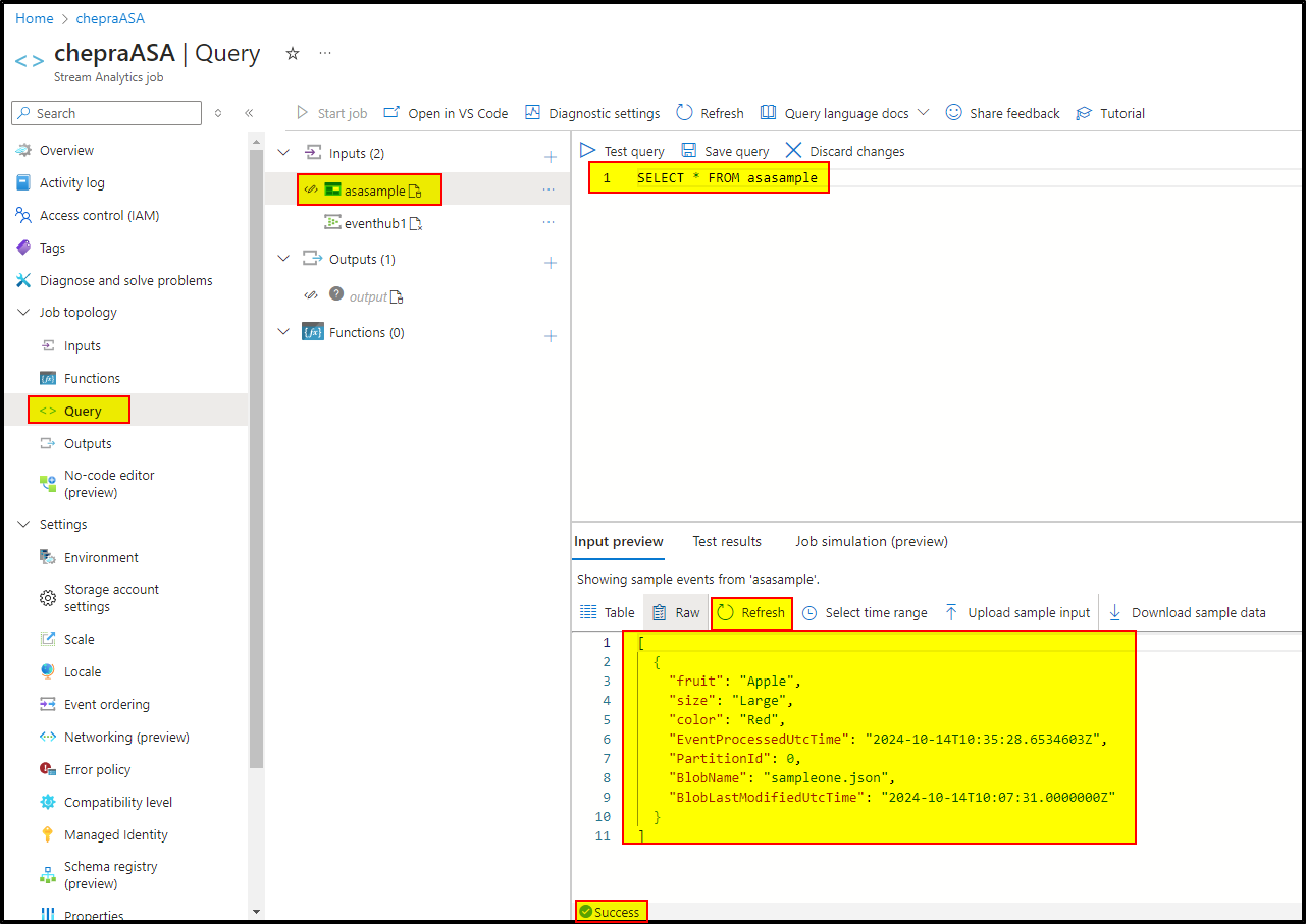 I have placed a .json file in the Data storage container which I have created, While I am trying ...