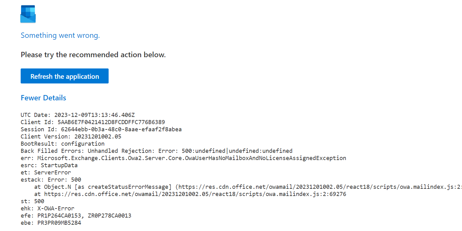 M365 - OWA crashed again? - Error 500 tooManyObjectsOpenedError - Microsoft Q&A