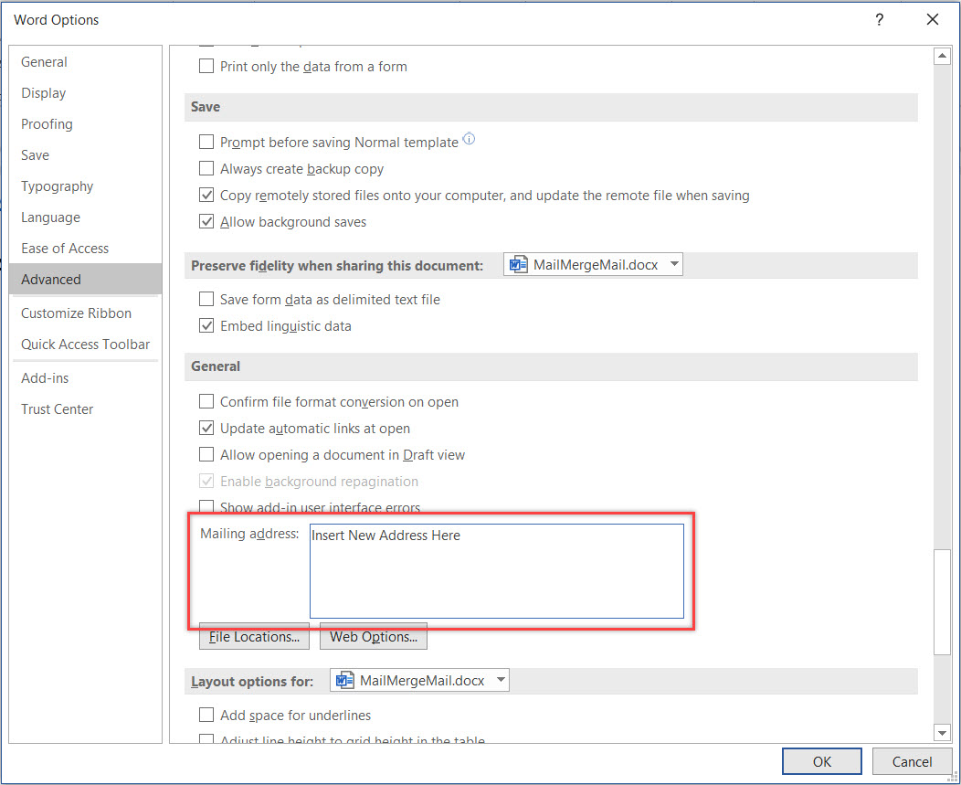 Word -- address change - Microsoft Q&A