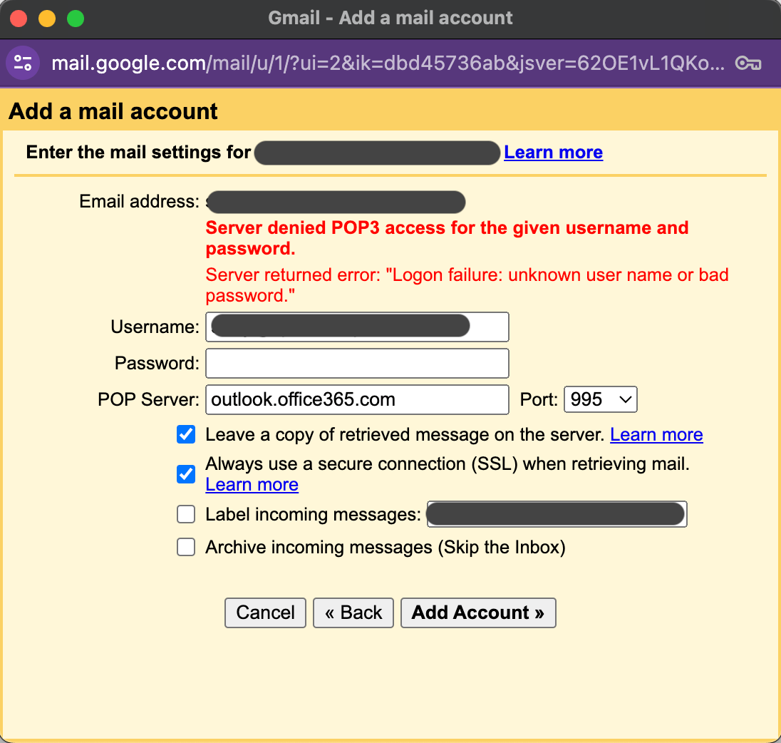 Authentication problem when Microsoft 365 Exchange email to Gmail for ...