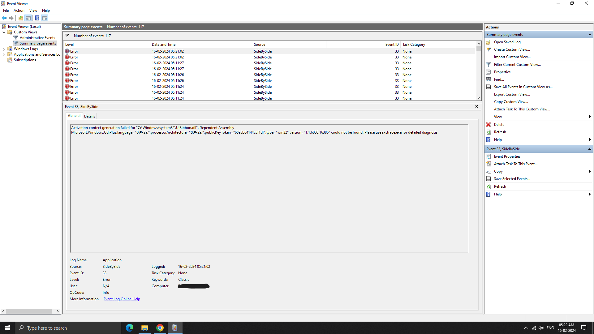 Activation context generation failed for "C:\Windows\system32\UIRibbon ...