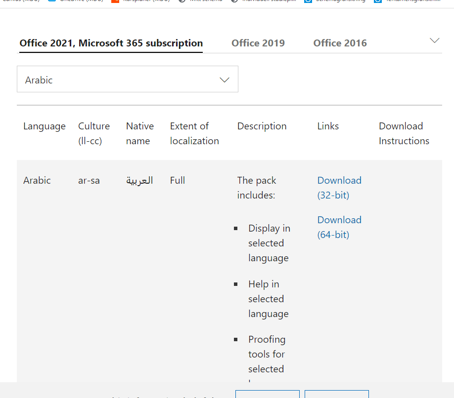 Arabic proofing tool office 2021 download button not active - Microsoft Q&A