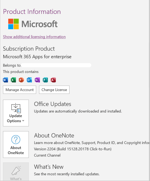 OneNote author name is shown as the first letter of company user ID ...