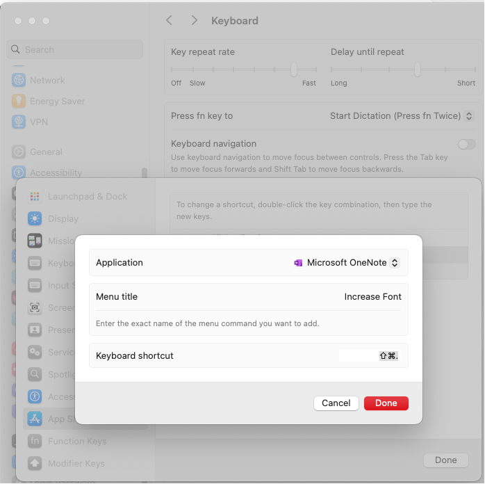Hotkey/shortcut for changing font size in OneNote (macOS) - Microsoft Q&A