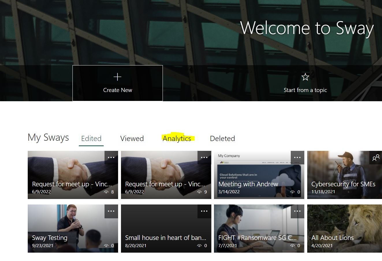 can I see how many people has viewed my SWAY Document? - Microsoft Q&A