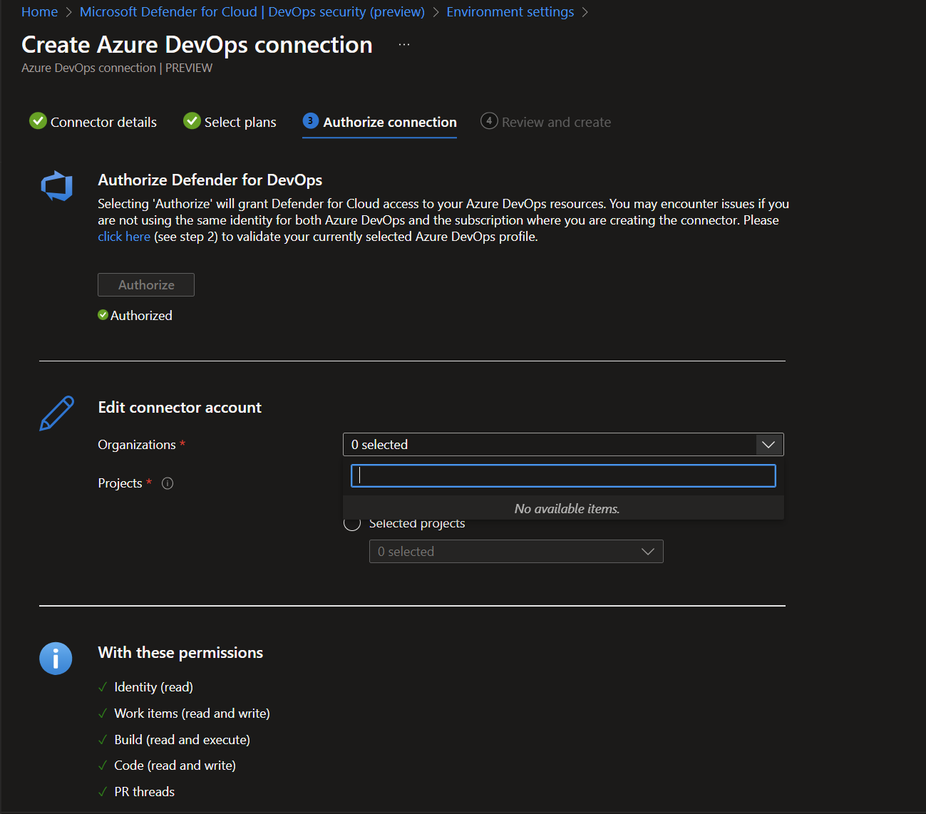 Trouble with connecting Azure Deops Account to Azure Defender for ... Trouble with connecting Azure Deops Account to Azure Defender for ...