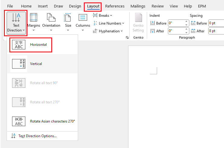 The writing view in Word is rotated. How do I go about restoring it ...
