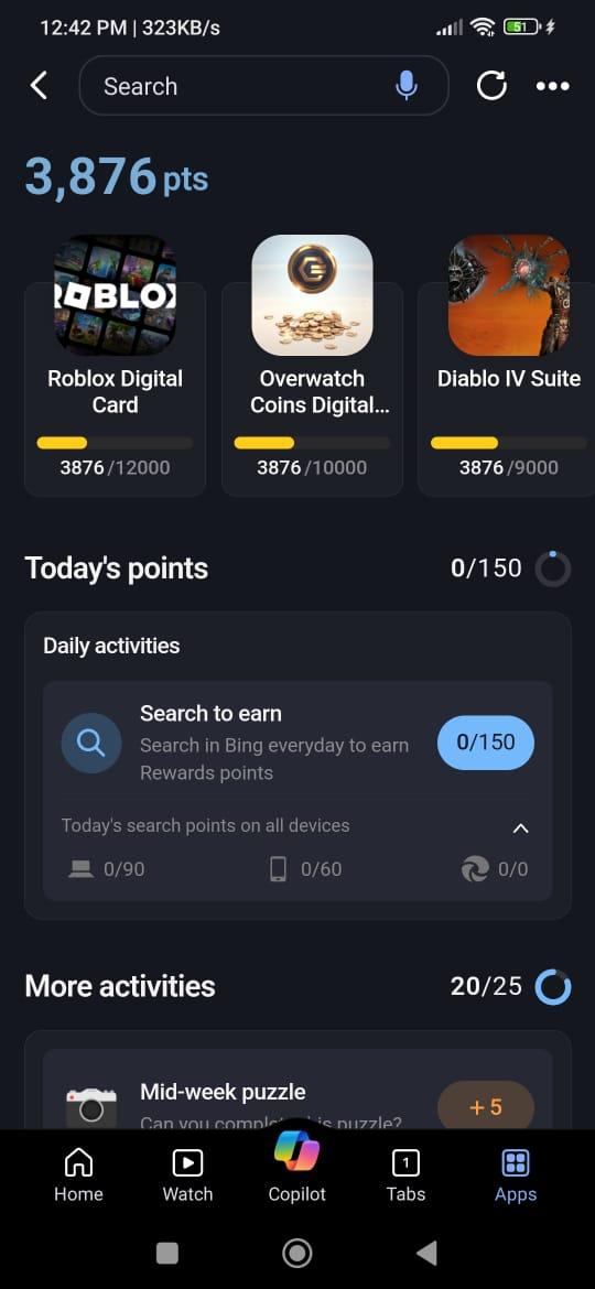 Read to Earn and Check-in to Bing App Availability Issue in Bing app in ...