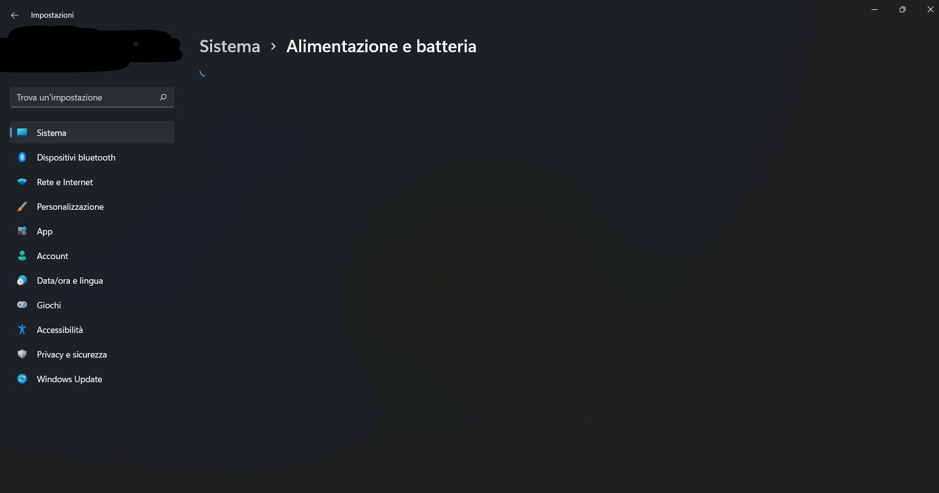 Settings: System>Power and battery in continuous loading (Windows 11 ...