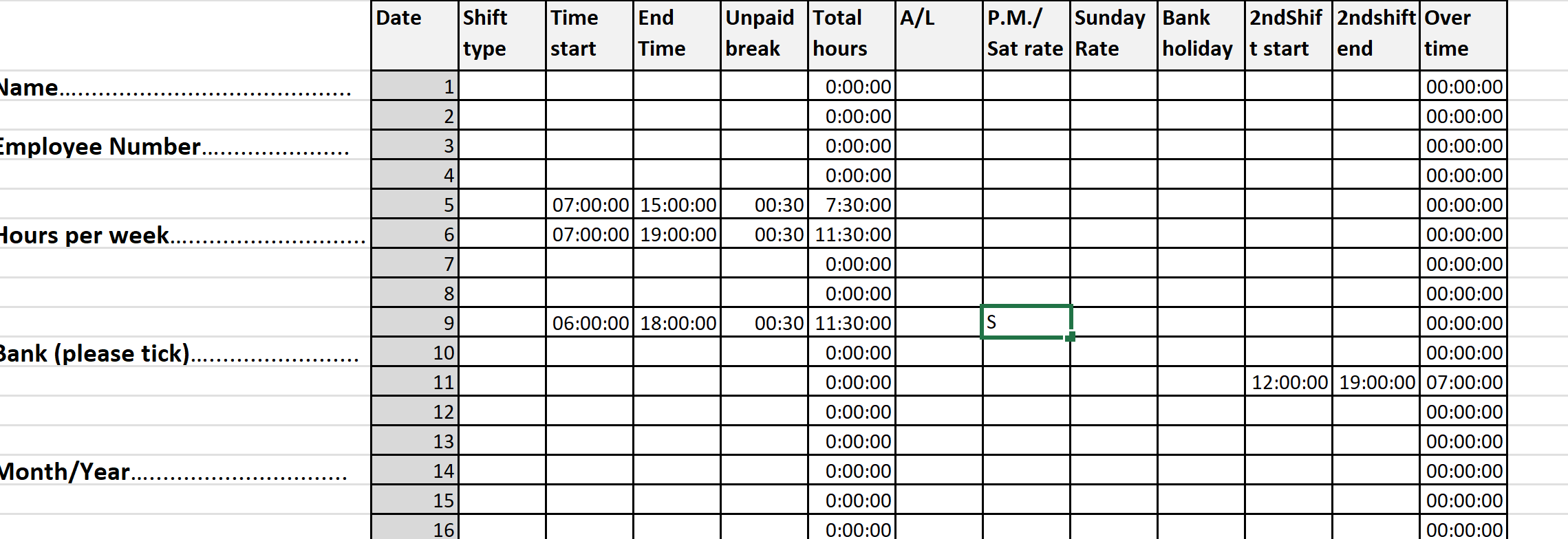 Im building an excel sheet to track monthly pay foir my team ...