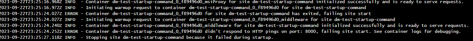 App Service Fails To Start When Startup Command Is Given Microsoft Qanda