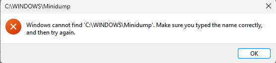 Minidump File Does Not Exist No Matter What Microsoft Qanda