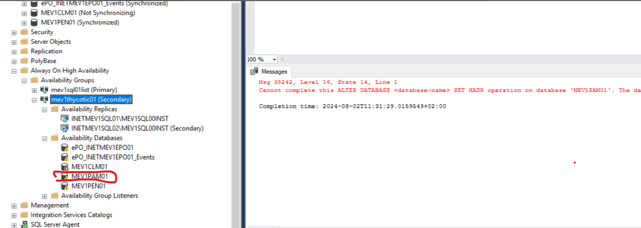 MSSQL cannot remove orphan/stuck data base from Availability Group ... MSSQL cannot remove orphan/stuck data base from Availability Group ...