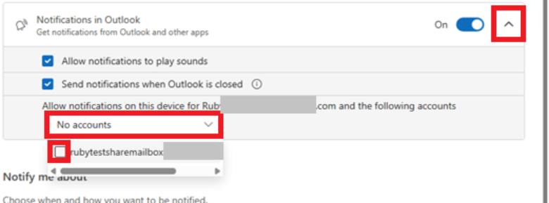 How to disable notifications for just myself on a shared email in new ...