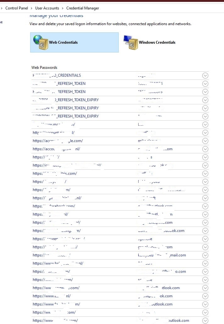 Credential manager - Web Credentials - Microsoft Q&A