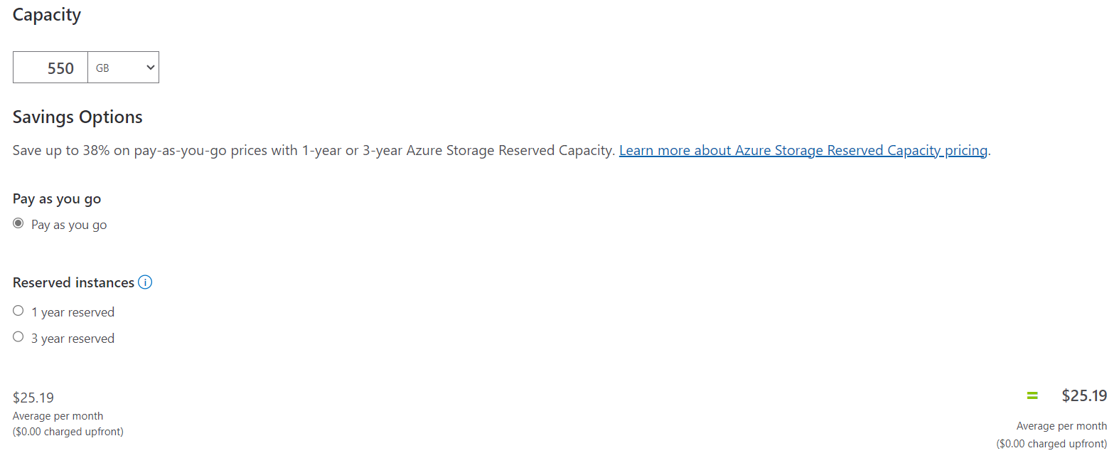 About reserved capacity in Azure Storage Pricing Calculator - Microsoft Q&A