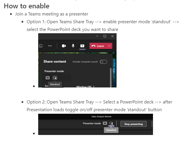 Standout and Cameo options greyed out in Microsoft Teams Live Powerpoint presentation ...