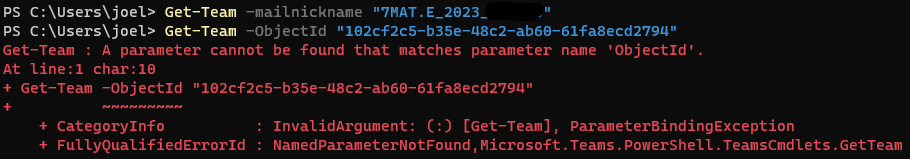 Error creating and then getting Team even though it exists - Microsoft Q&A