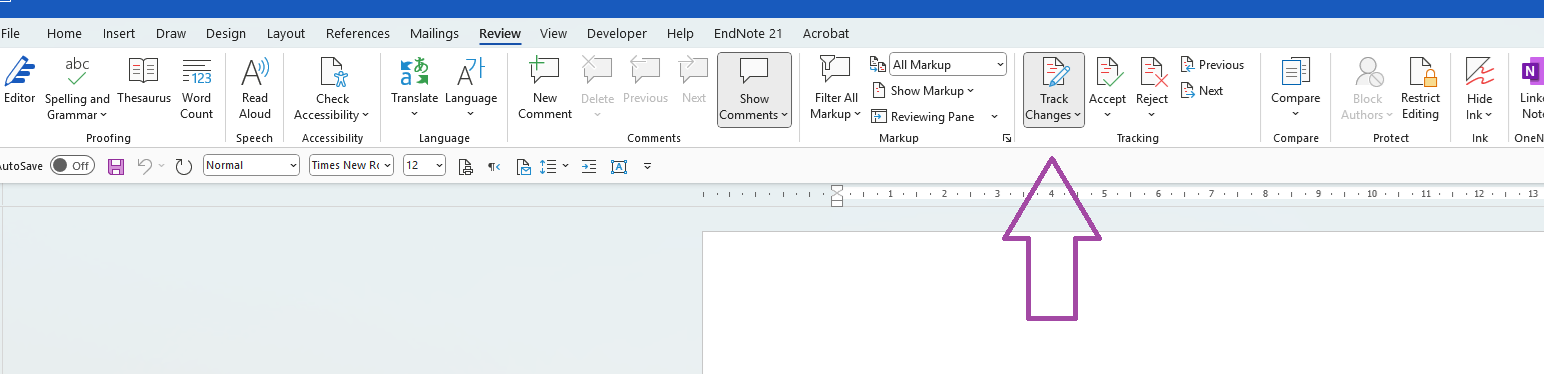 Query: track change button functions should appear on main ribbon and not in drop down ...