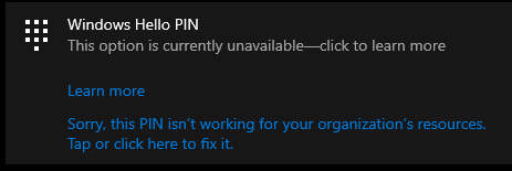 Windows Hello PIN broken - Microsoft Q&A