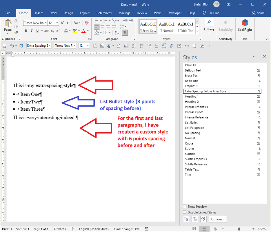 Paragraph spacing before and after an entire list - Microsoft Q&A