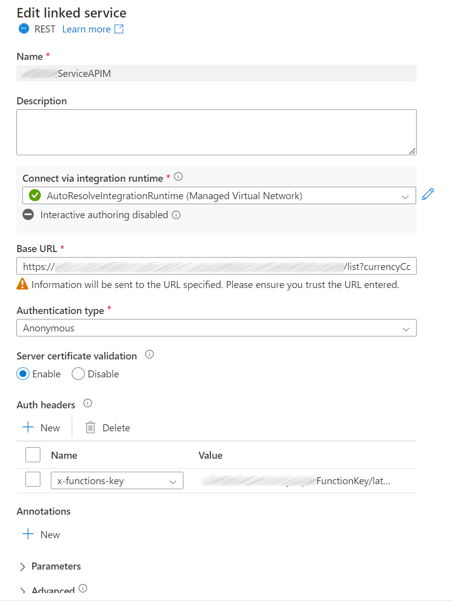 Auzure Synapse - REST Linked Service doesn't save Auth headers ... Auzure Synapse - REST Linked Service doesn't save Auth headers ...