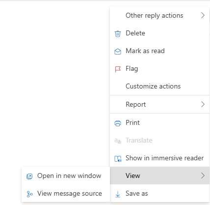I am trying to find the message headers in the new Outlook on a desktop ...