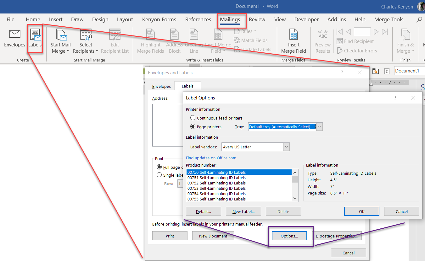 Office 365 does not download label WORD templates correctly! I have 2 ...