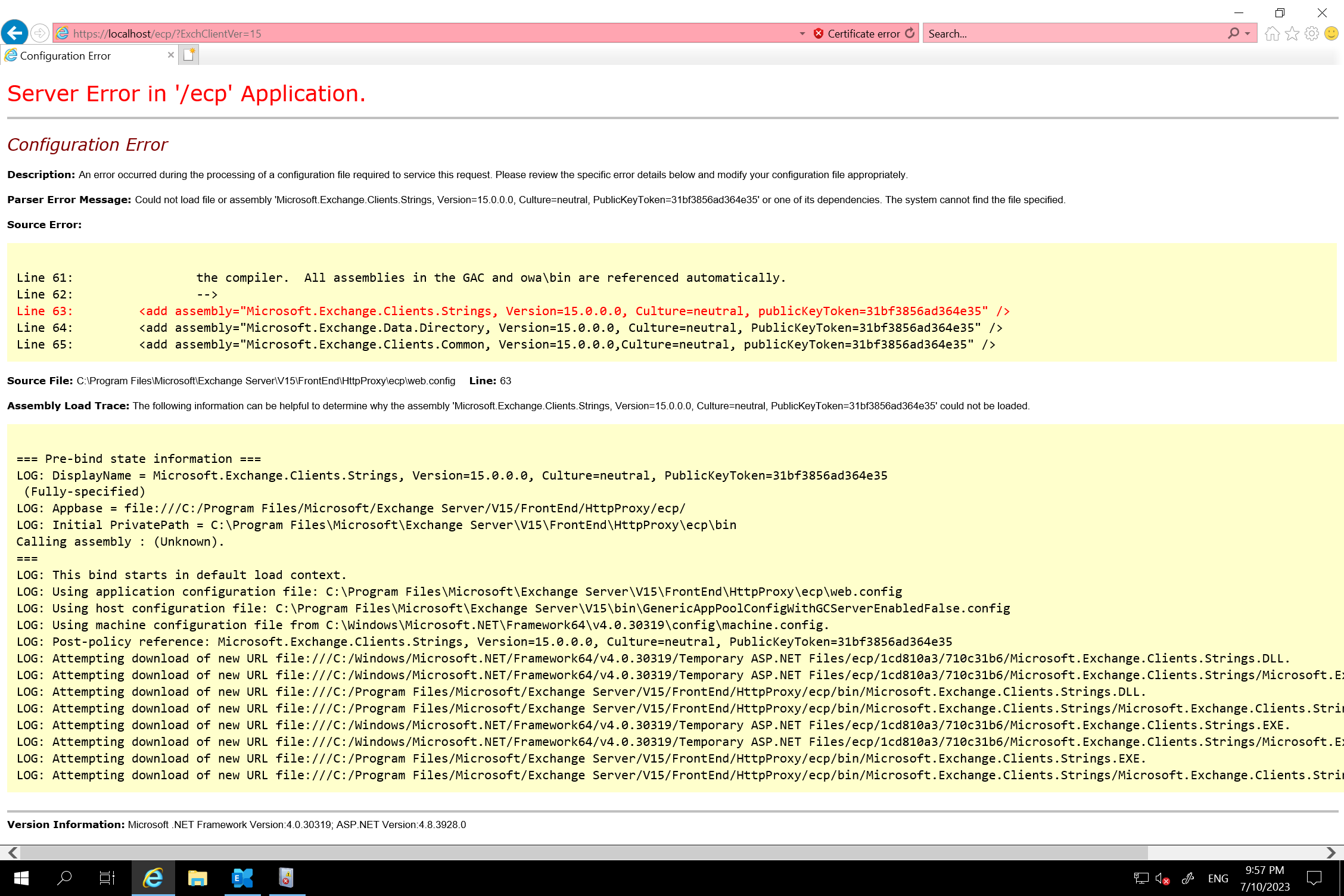Error Opening EAC and EMS Not Working - Exchange Server 2019 CU13 - Microsoft Q&A
