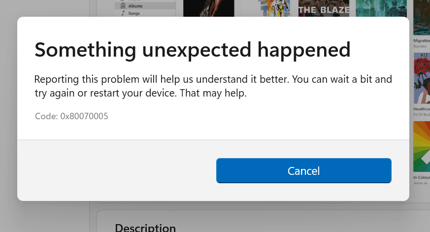 Error 0x80070005 - Microsoft Q&A