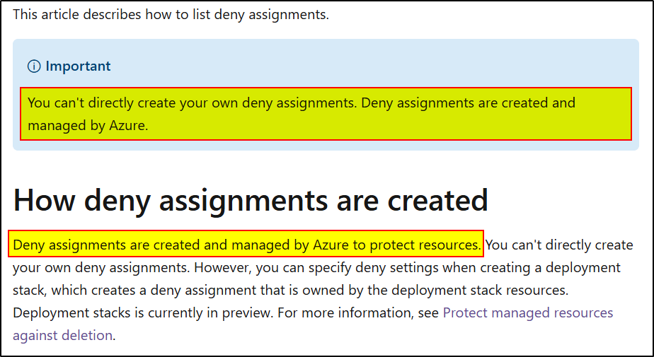 system deny assignment created by azure databricks - Microsoft Q&A